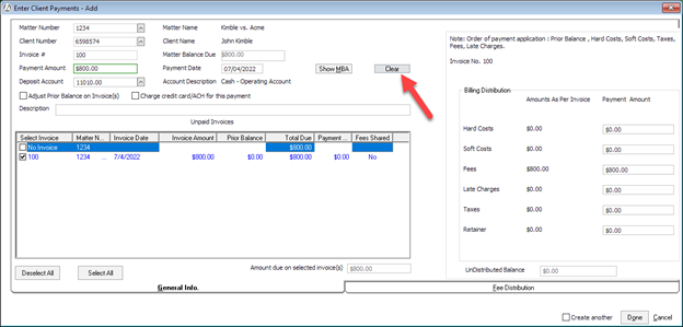 Clearing Selections when Entering Client Payments – AbacusNext-Client ...