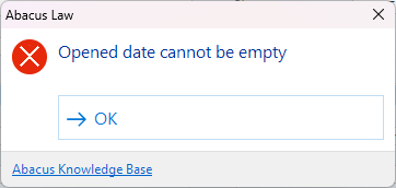Making a Field on a Name or Matter Screen Required – AbacusNext-Client Services