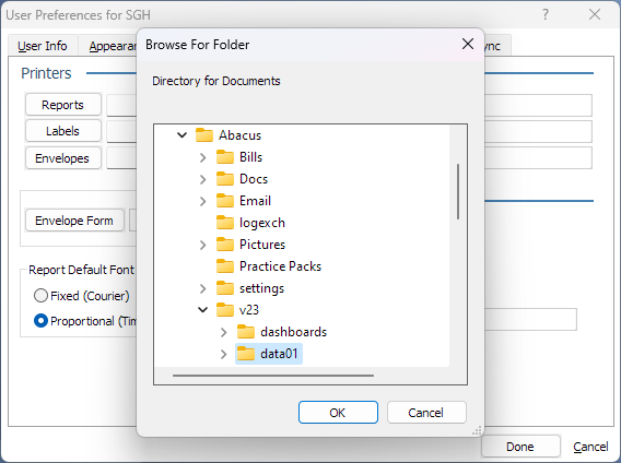 Setting Default Forms and File Directories – AbacusNext-Client Services