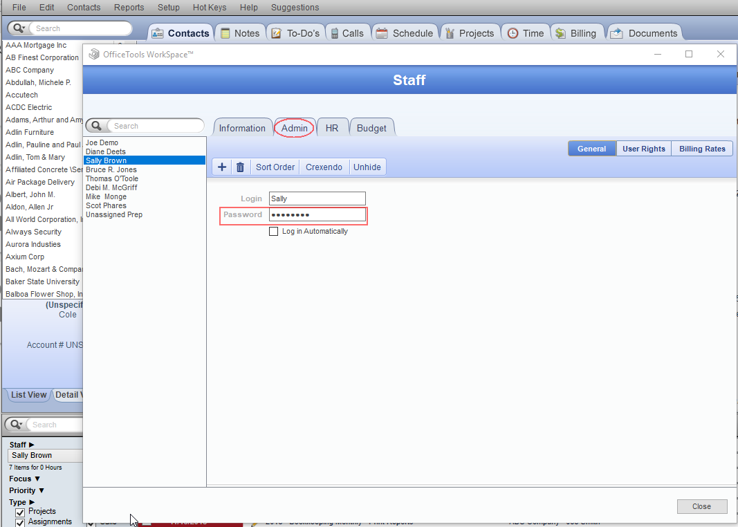 How do I change my password for the OfficeTools by CARET Mobile ...
