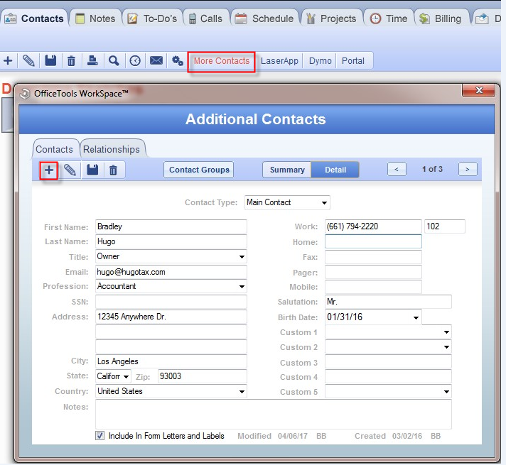 How to Create a Contact in OfficeTools by CARET – AbacusNext-Client ...