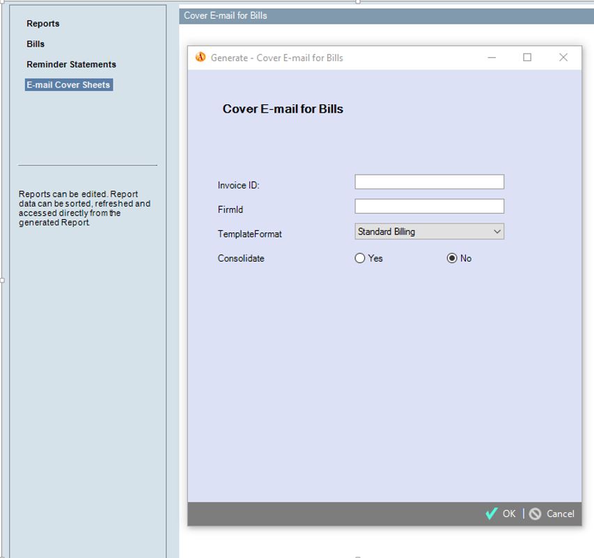 Amicus Attorney by CARET Billing E-mail Cover Sheets – AbacusNext-Client Services