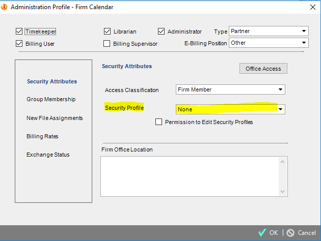 What is the default Security Profile for users when None is selected ...