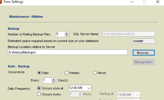 Amicus Attorney by CARET Backup Failed – AbacusNext-Client Services