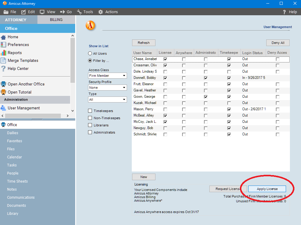 Adding a New User License for Amicus Attorney by CARET – AbacusNext-Client Services