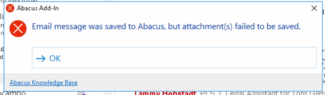 Attachments from Linked Emails Do Not Save to Names or Matters – AbacusNext-Client Services