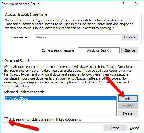 Document Search Setup and Troubleshooting – AbacusNext-Client Services