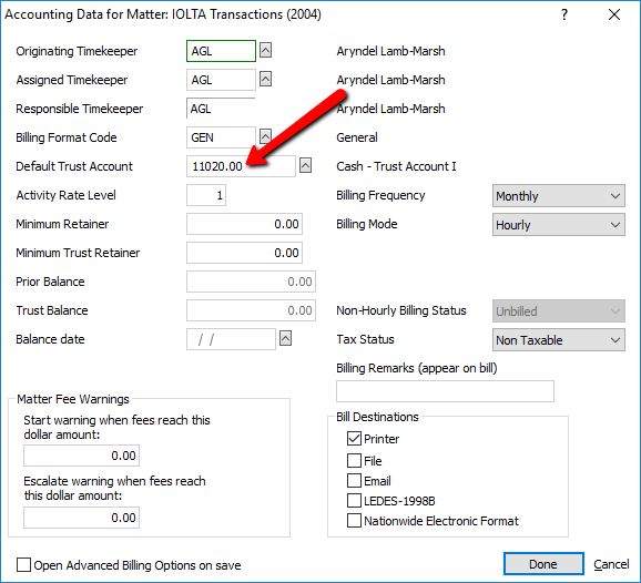 Entering IOLTA or Any Other Trust Transaction Not Matter-Related ...