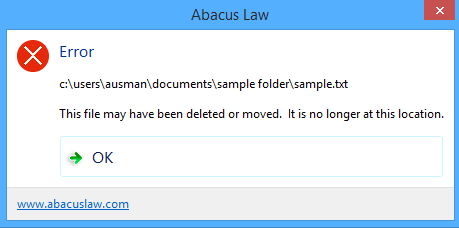 Error Opening Document – AbacusNext-Client Services
