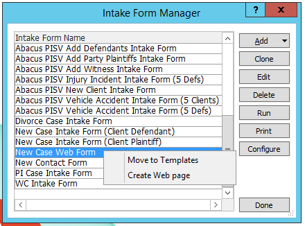 Creating a Web Intake Form – AbacusNext-Client Services
