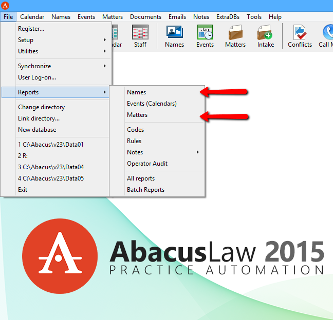 Generating a Matters/Names Synopsis Report – AbacusNext-Client Services