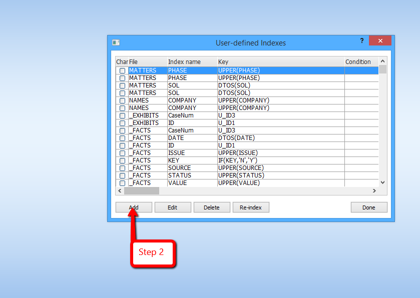 Setting Up a User-Defined Index – AbacusNext-Client Services