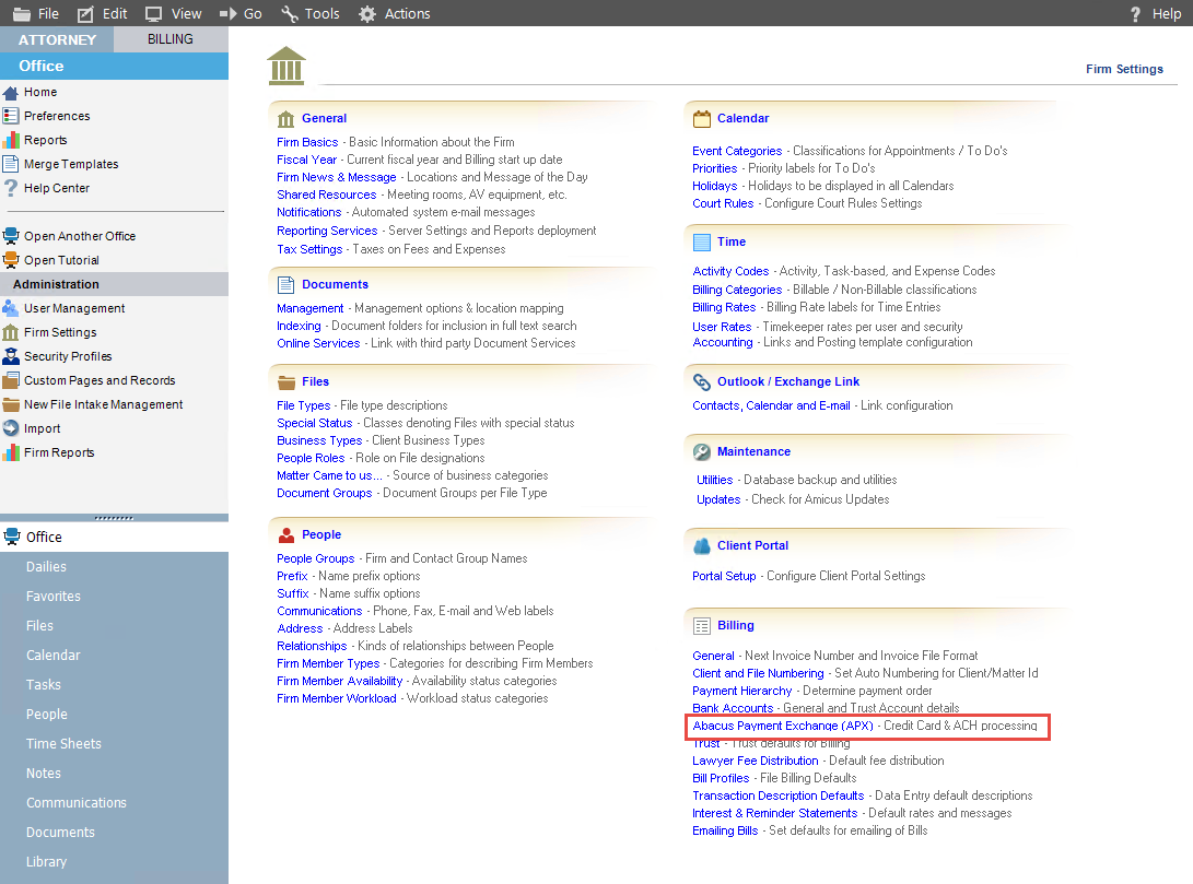 How to Set-up APX in Amicus Attorney by CARET – AbacusNext-Client Services