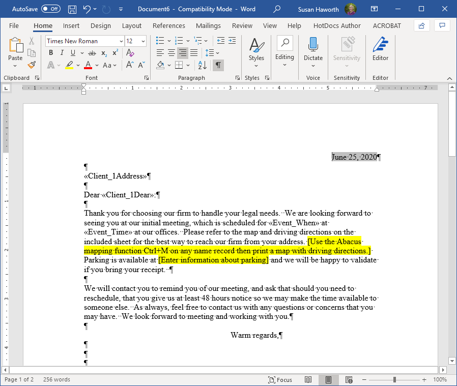 Converting Abacus Forms into HotDocs Templates – AbacusNext-Client Services