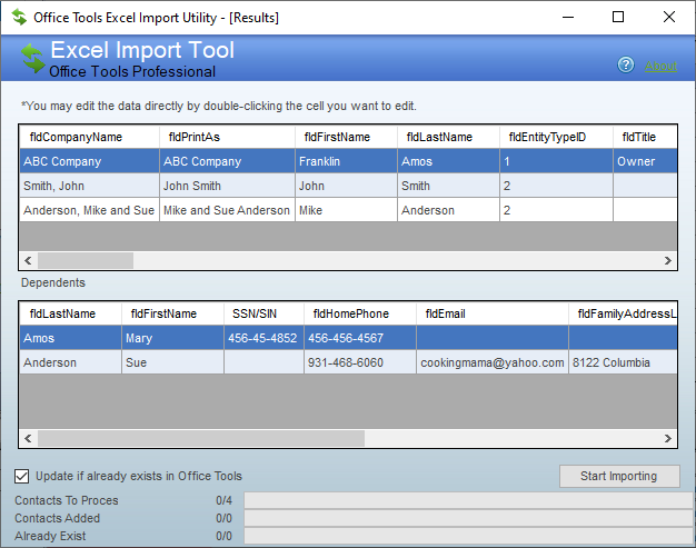OfficeTools by CARET Excel Contact Import – AbacusNext-Client Services